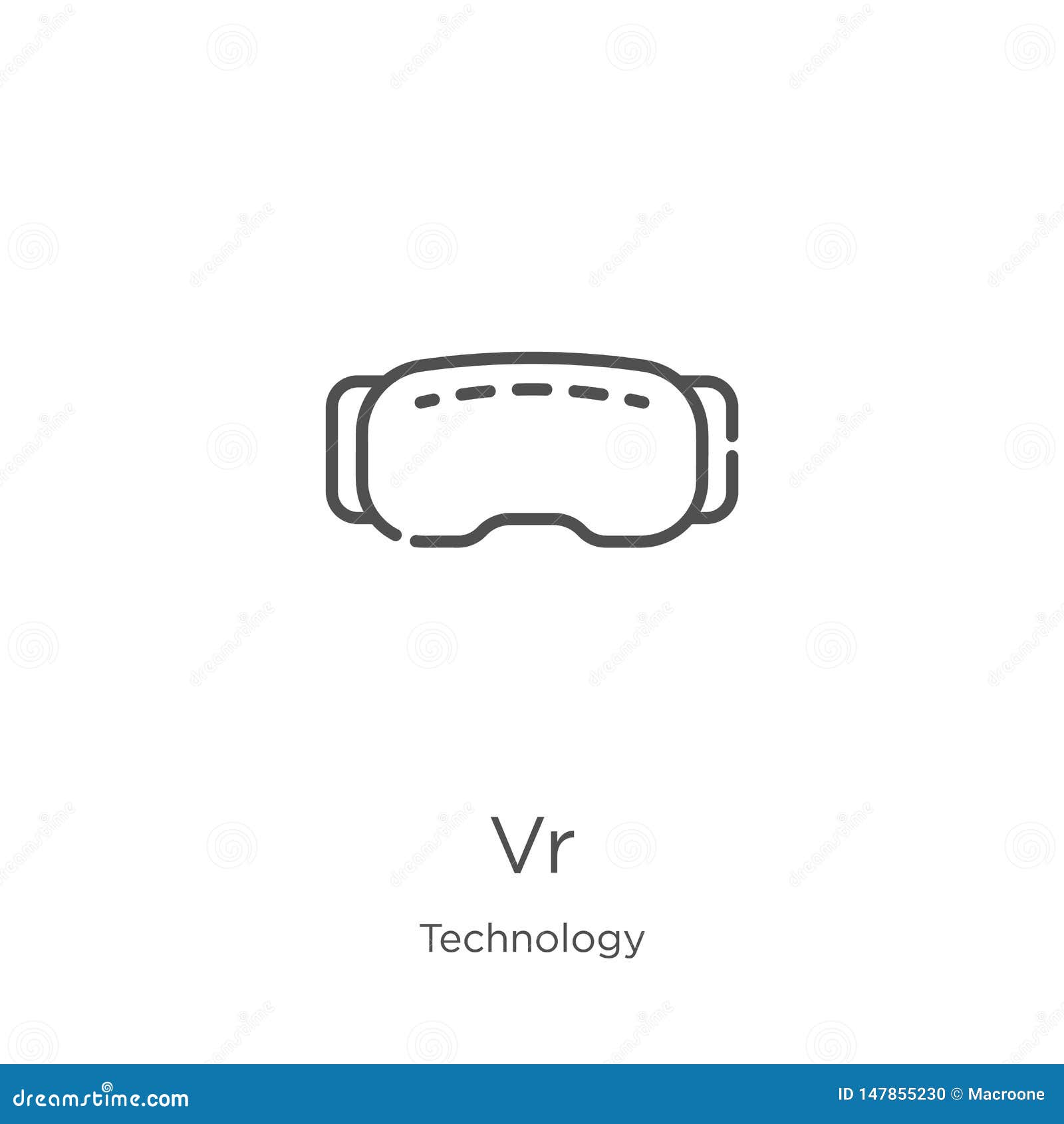 Vr Icon Vector from Technology Collection. Thin Line Vr Outline Icon ...