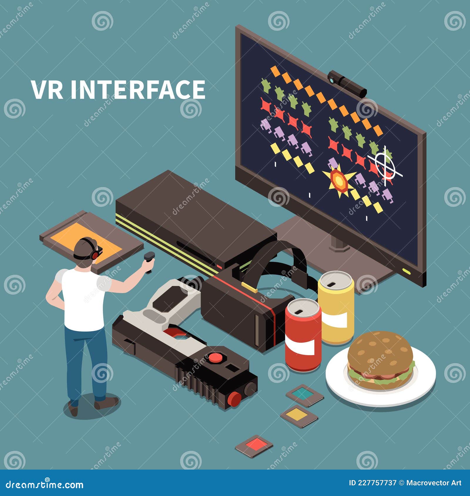 VR Interface Isometric Poster Stock Vector - Illustration of print ...