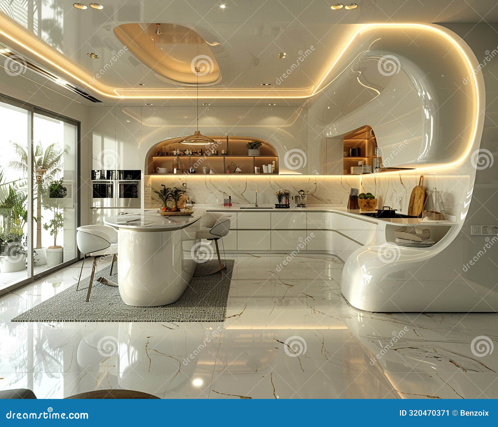 A VR Interior Design Showing a Futuristic Kitchen Stock Image - Image ...