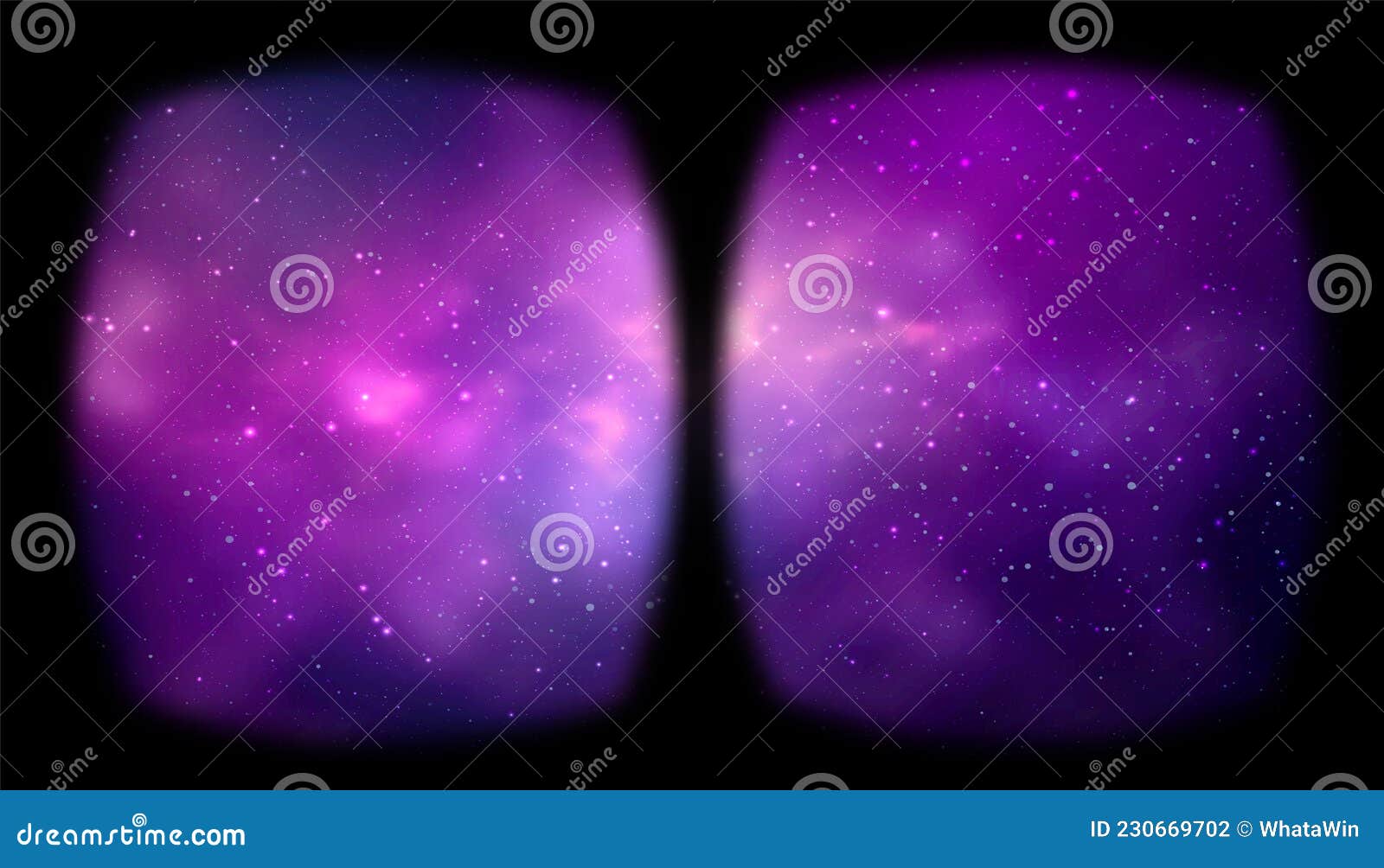 VR Lens Shape Frame. View from Virtual Reality with Galaxy Simulation ...