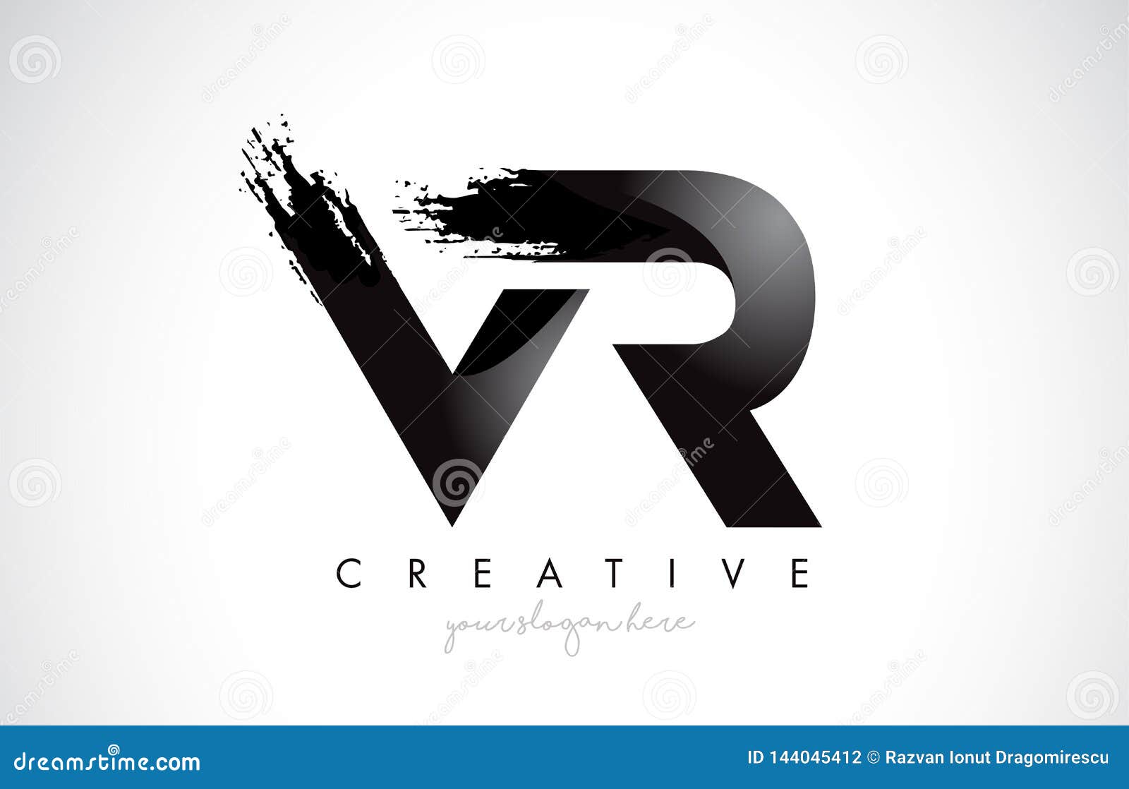 VR Letter Design with Brush Stroke and Modern 3D Look Stock Vector ...