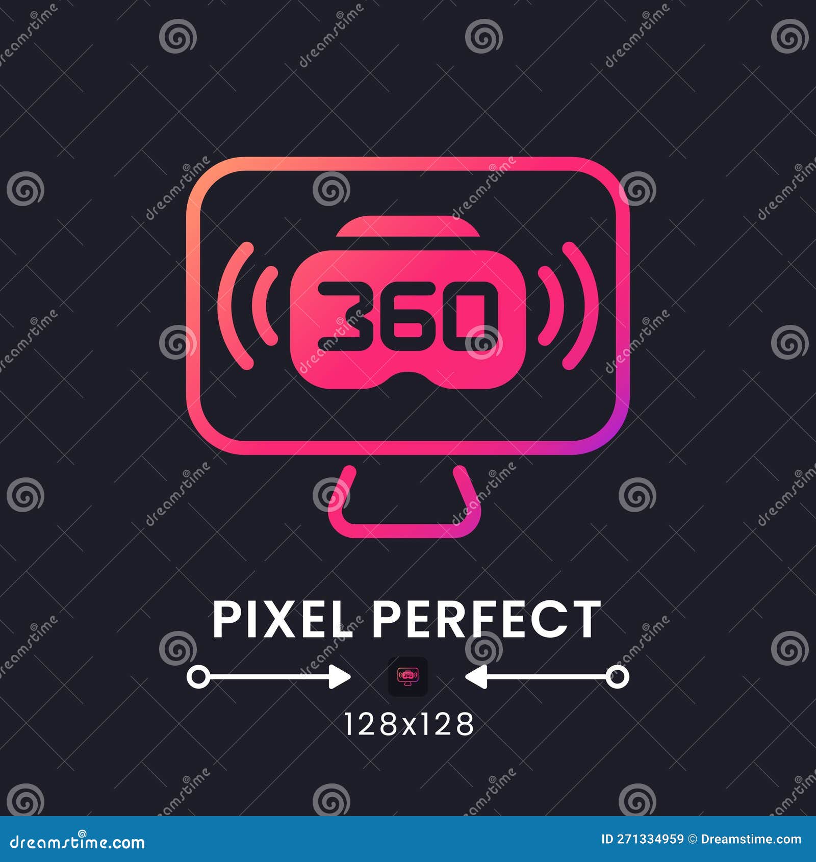 VR Live Streaming Pink Solid Gradient Desktop Icon on Black Stock Vector - Illustration of night ...