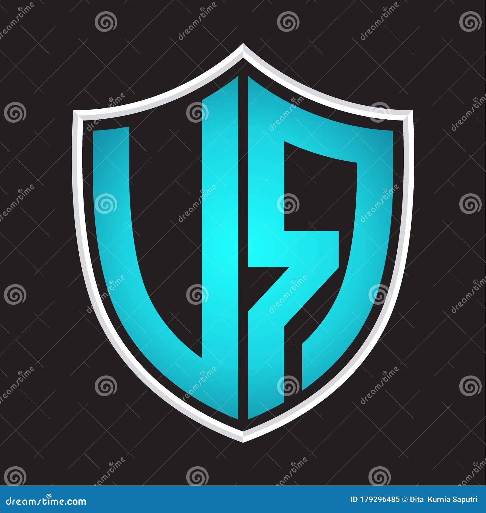 VR Logo Monogram with Shield Shape Isolated Blue Colors on Outline ...