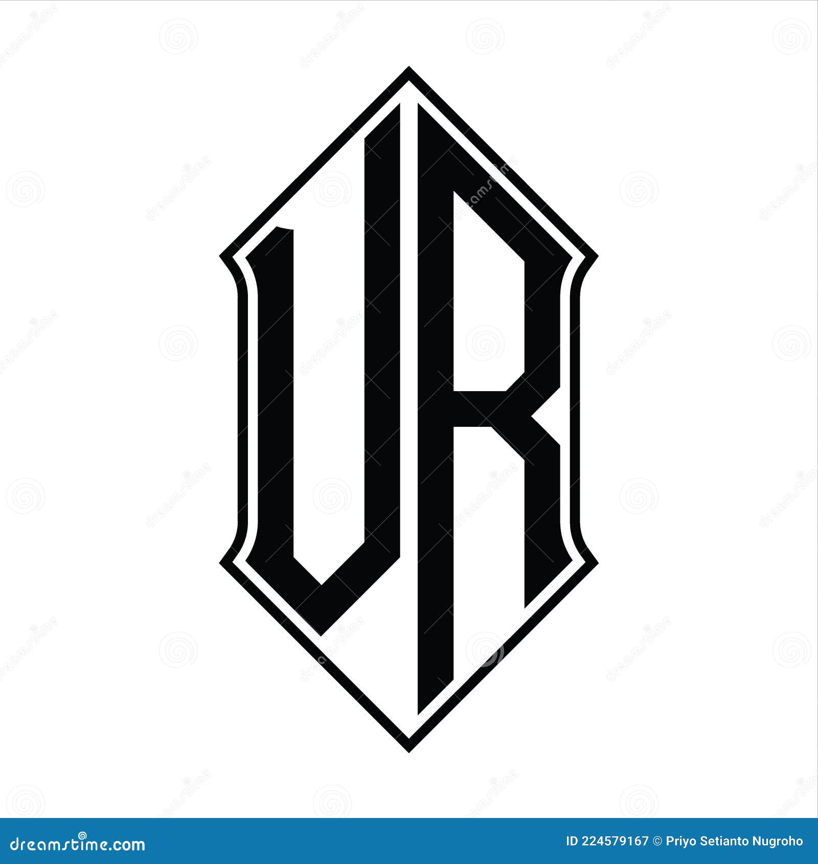 VR Logo Monogram with Shieldshape and Outline Design Template Vector ...