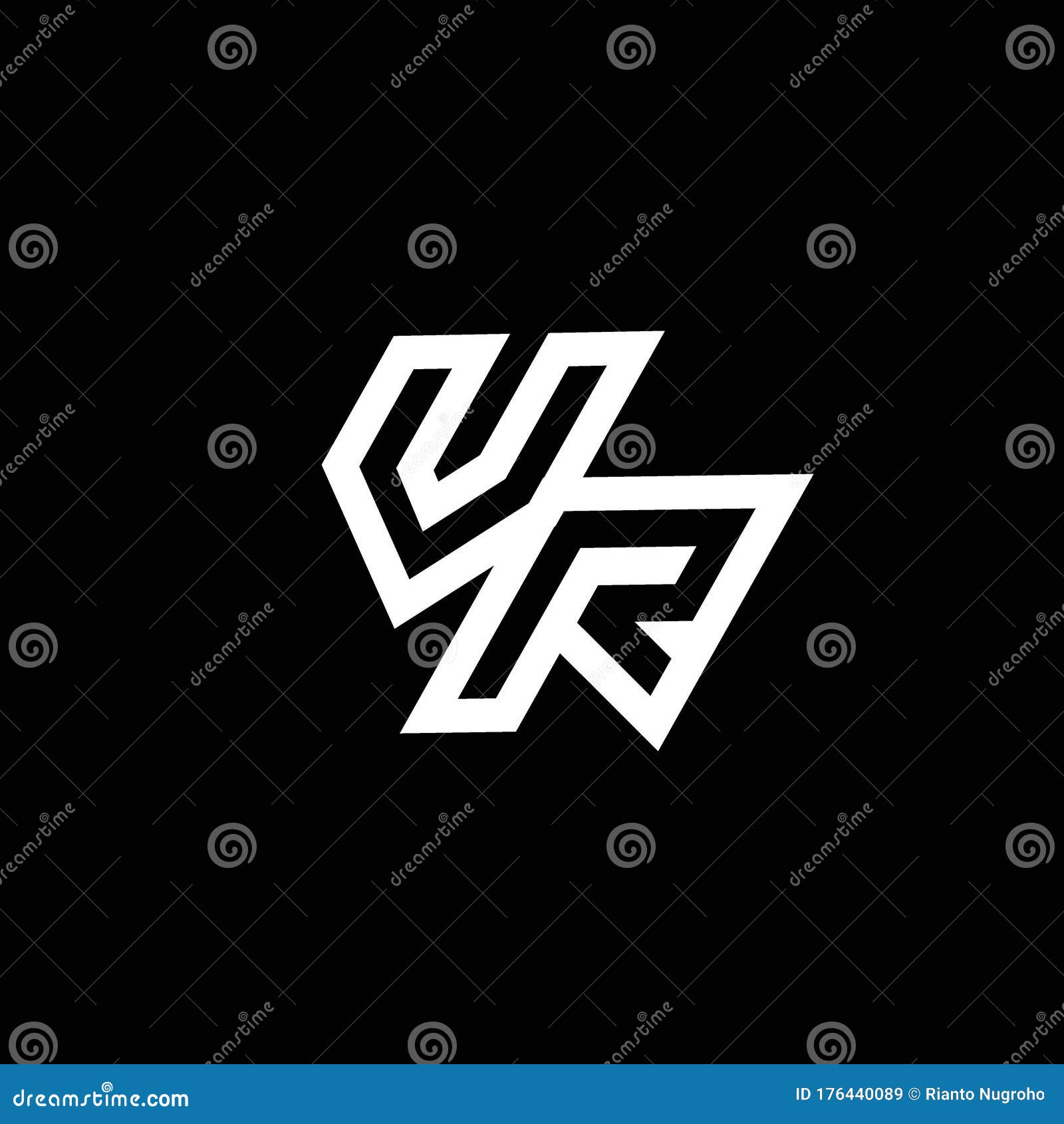 VR Logo Monogram with Up To Down Style Negative Space Design Template ...