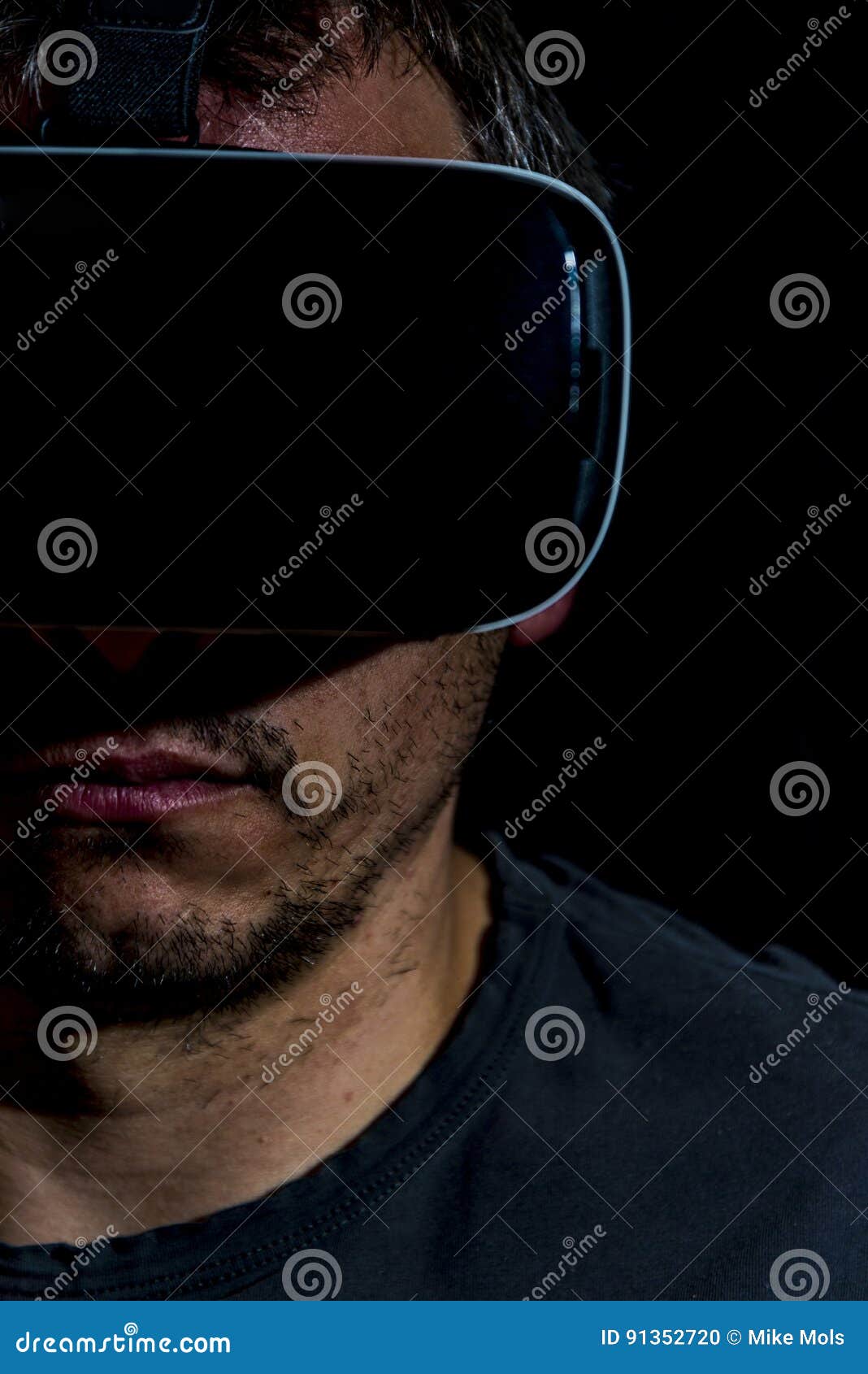 Vr man stock photo. Image of virtual, dark, portrait - 91352720