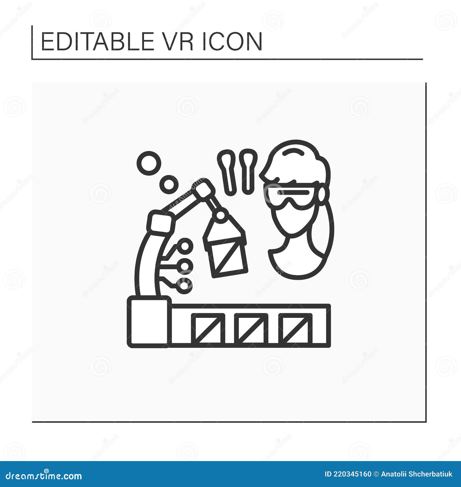 Vr manufacturing line icon stock vector. Illustration of icon - 220345160