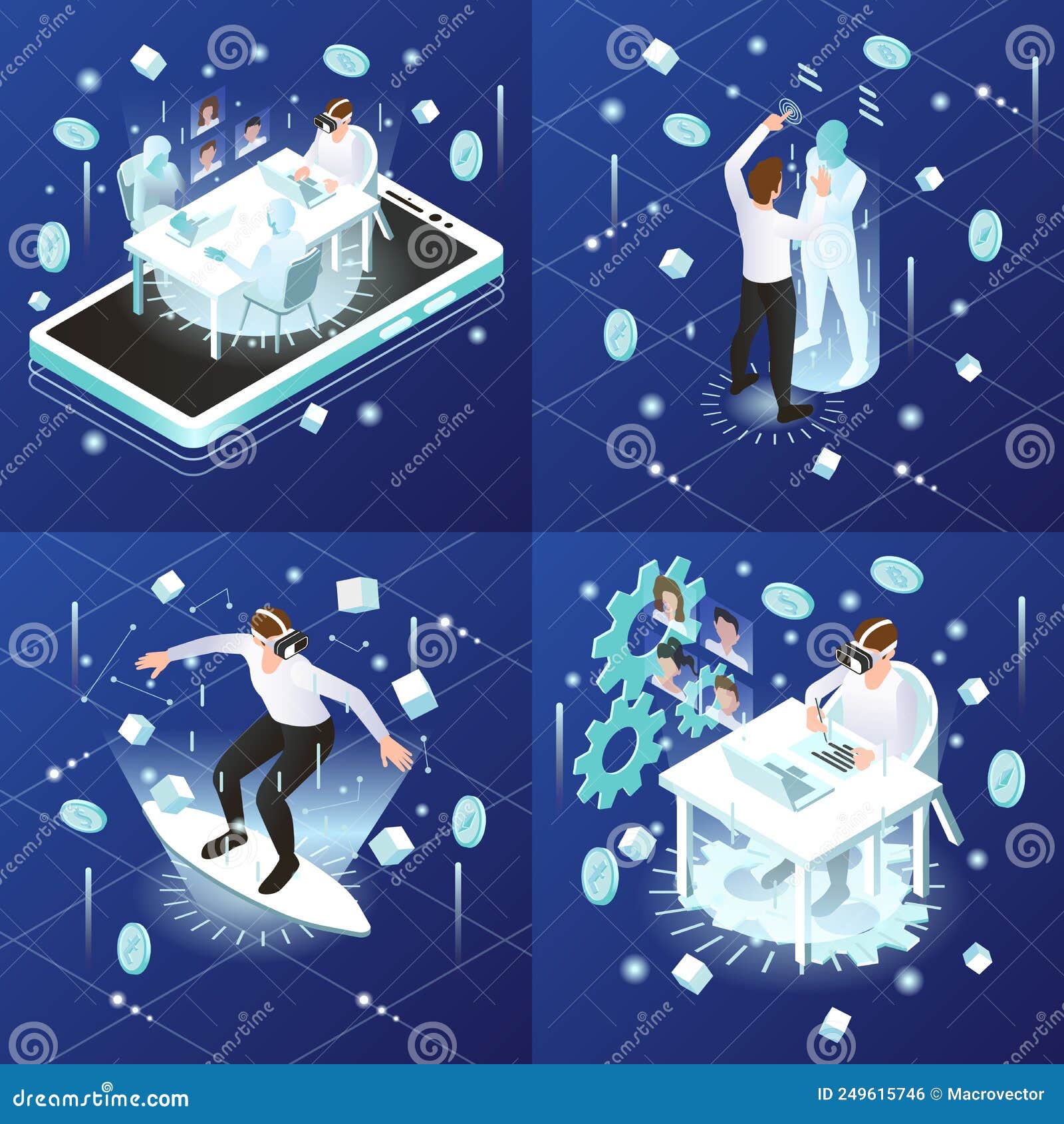 Vr Metaverse Isometric Flowchart Cartoon Vector | CartoonDealer.com ...