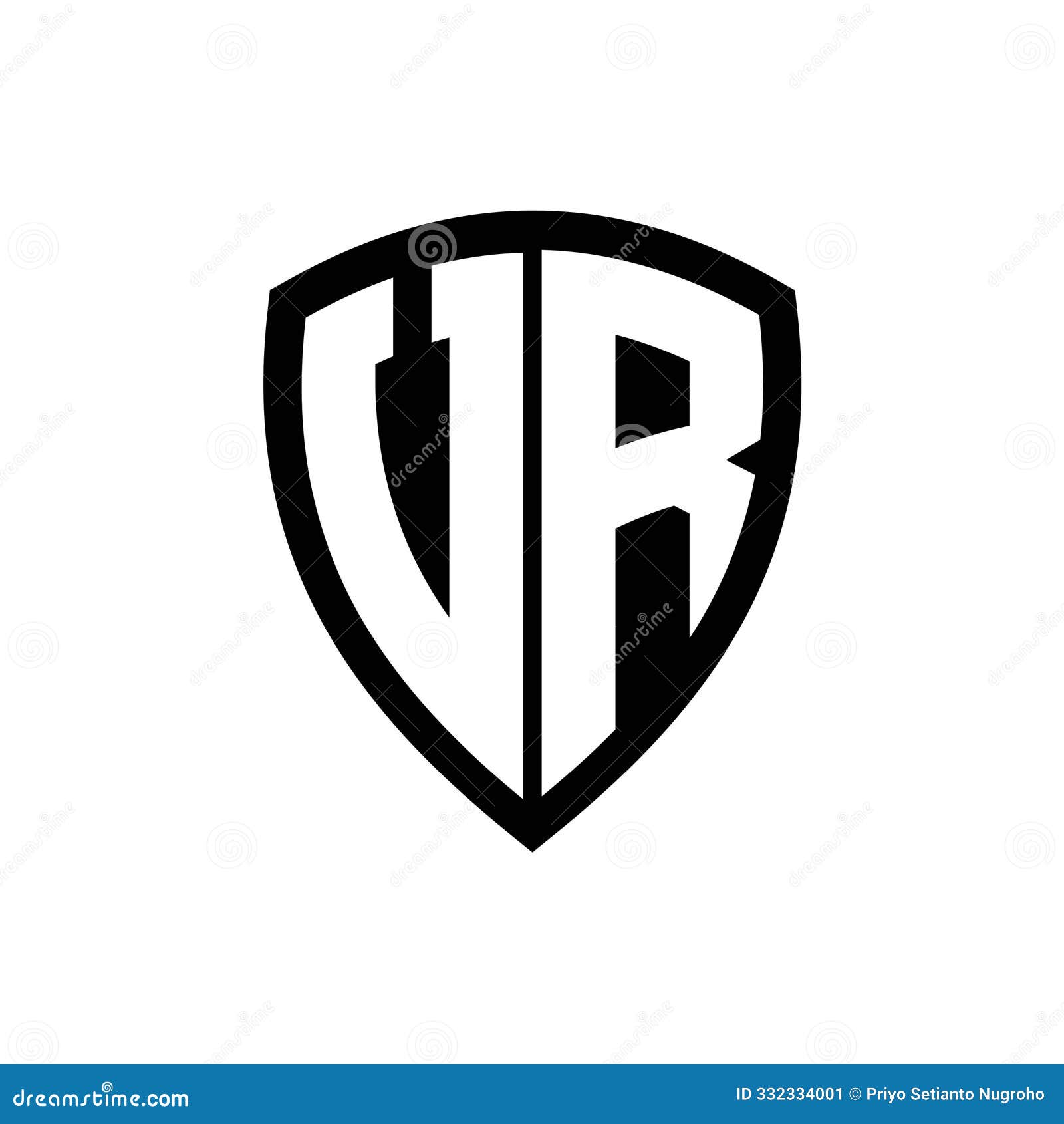 VR Monogram Logo with Bold Letters Shield Shape with Black and White ...