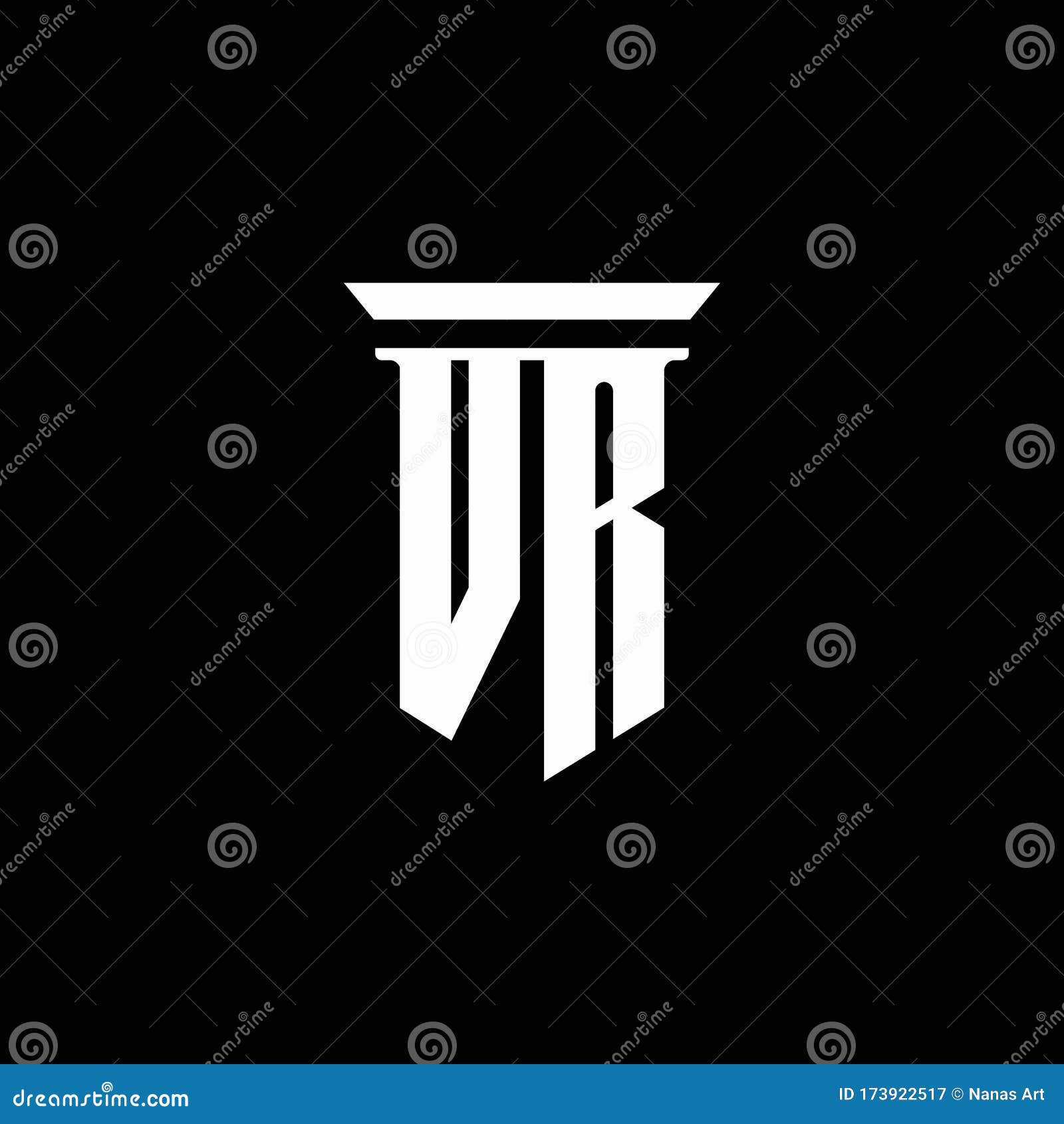 VR Monogram Logo with Emblem Style Isolated on Black Background Stock ...