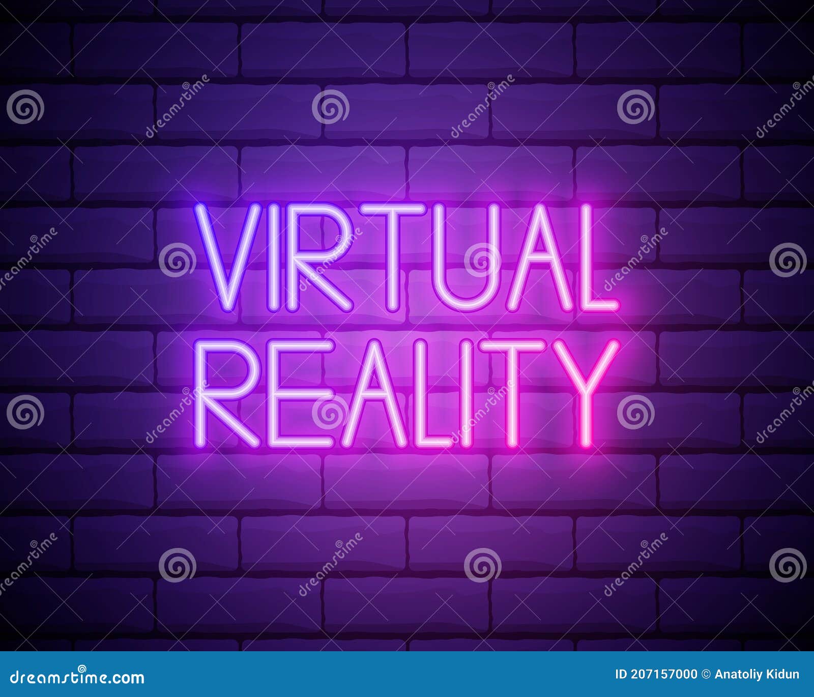 VR Neon Sign. Vector Illustration of Virtual Reality Promotion. VR Neon ...