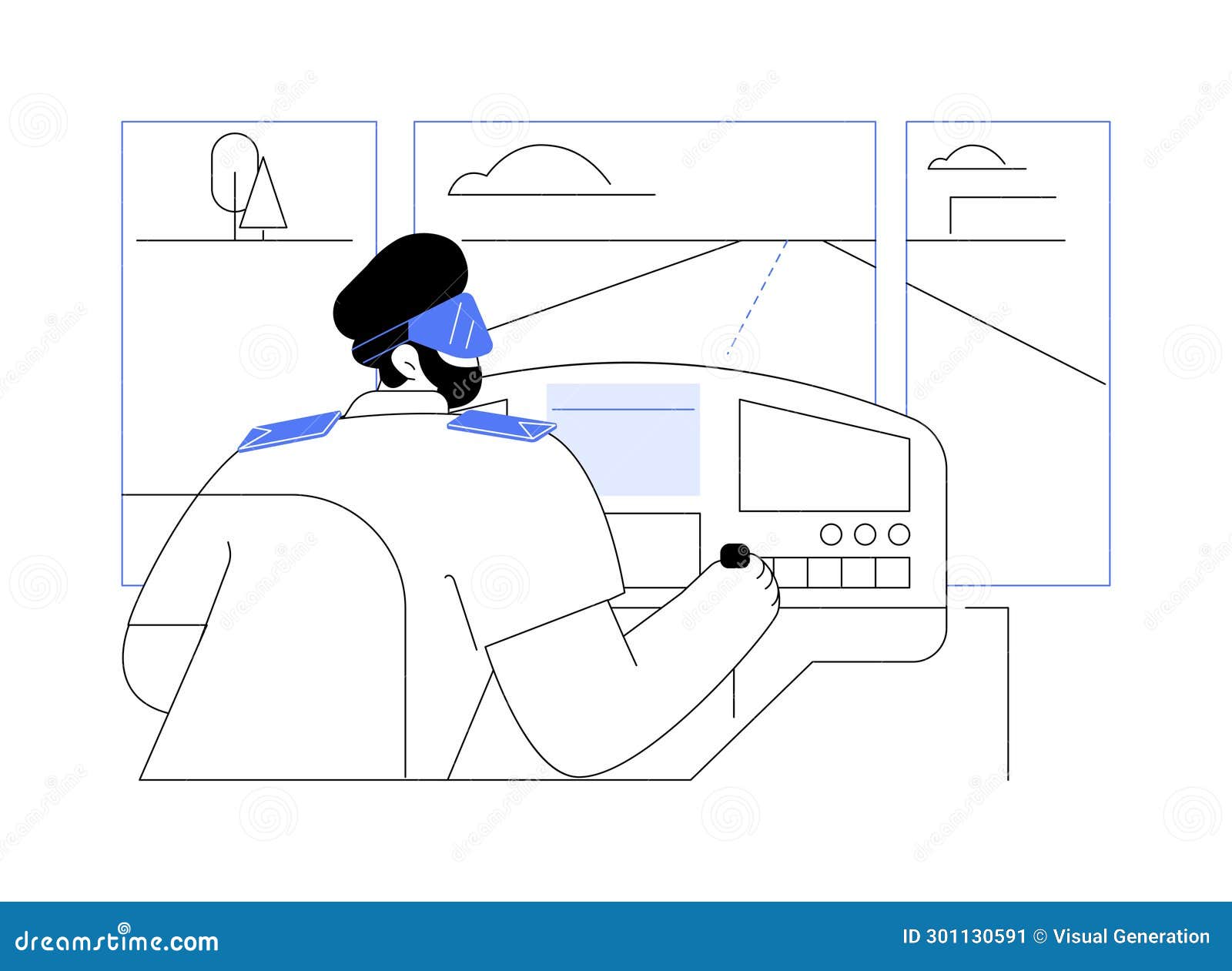 VR Pilot Training Isolated Cartoon Vector Illustrations. Stock Vector ...