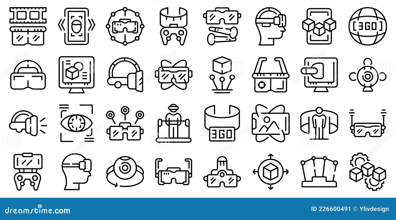 Vector Set Of Augmented Reality, Efficacy And Pyramid Chart Line Icons ...