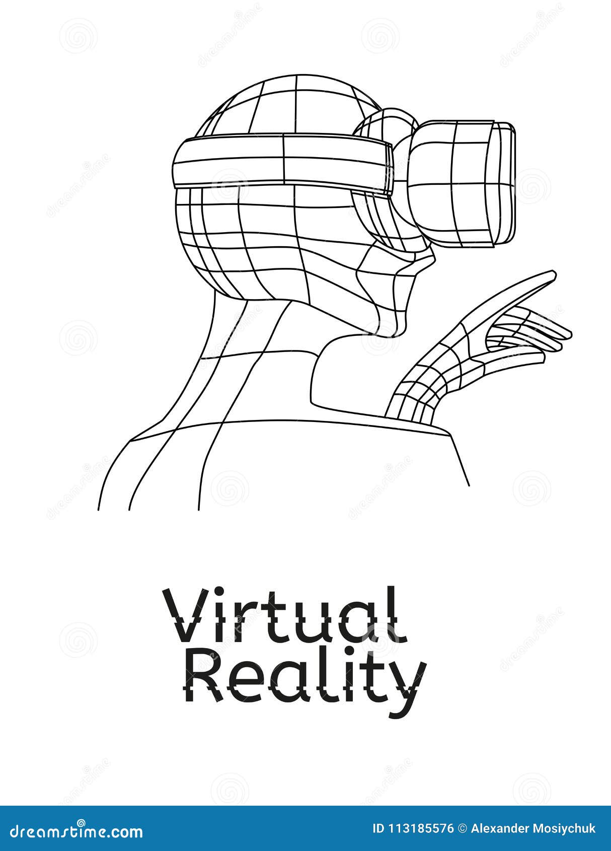 Vr Poster. Man in Virtual Reality Headset. Linear Objects and Elements ...