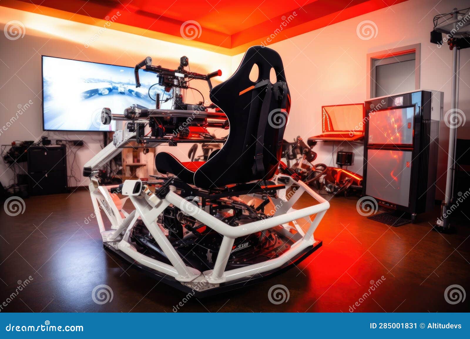 Vr Racing Simulator Setup with Steering Wheel Stock Illustration ...