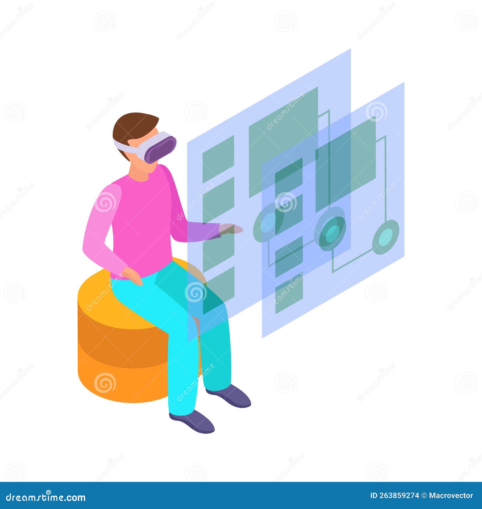 VR Schematics Isometric Composition Stock Illustration - Illustration ...