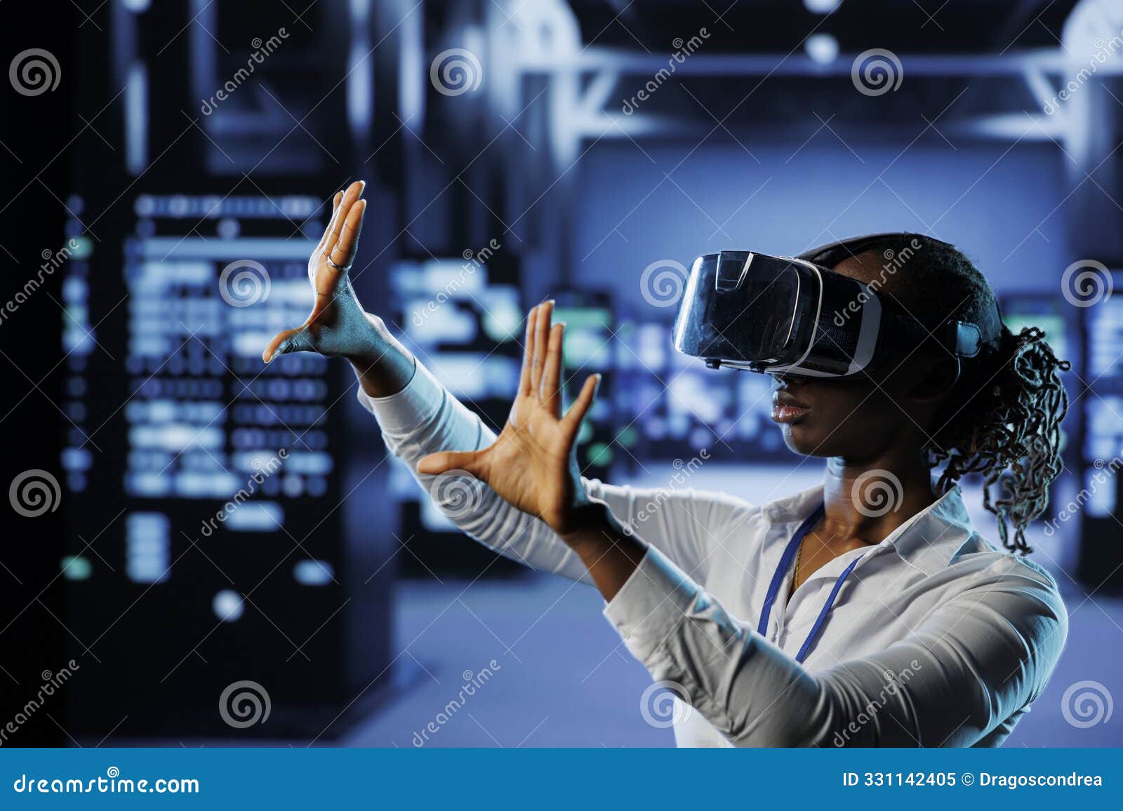 VR Simulation User Monitors Servers Stock Image - Image of asian ...