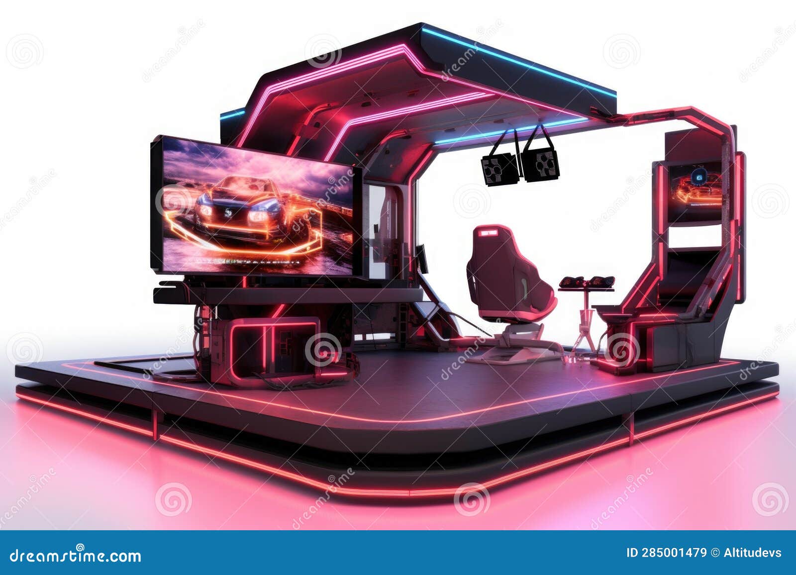 Vr Station with Racing Simulation Setup Stock Illustration ...