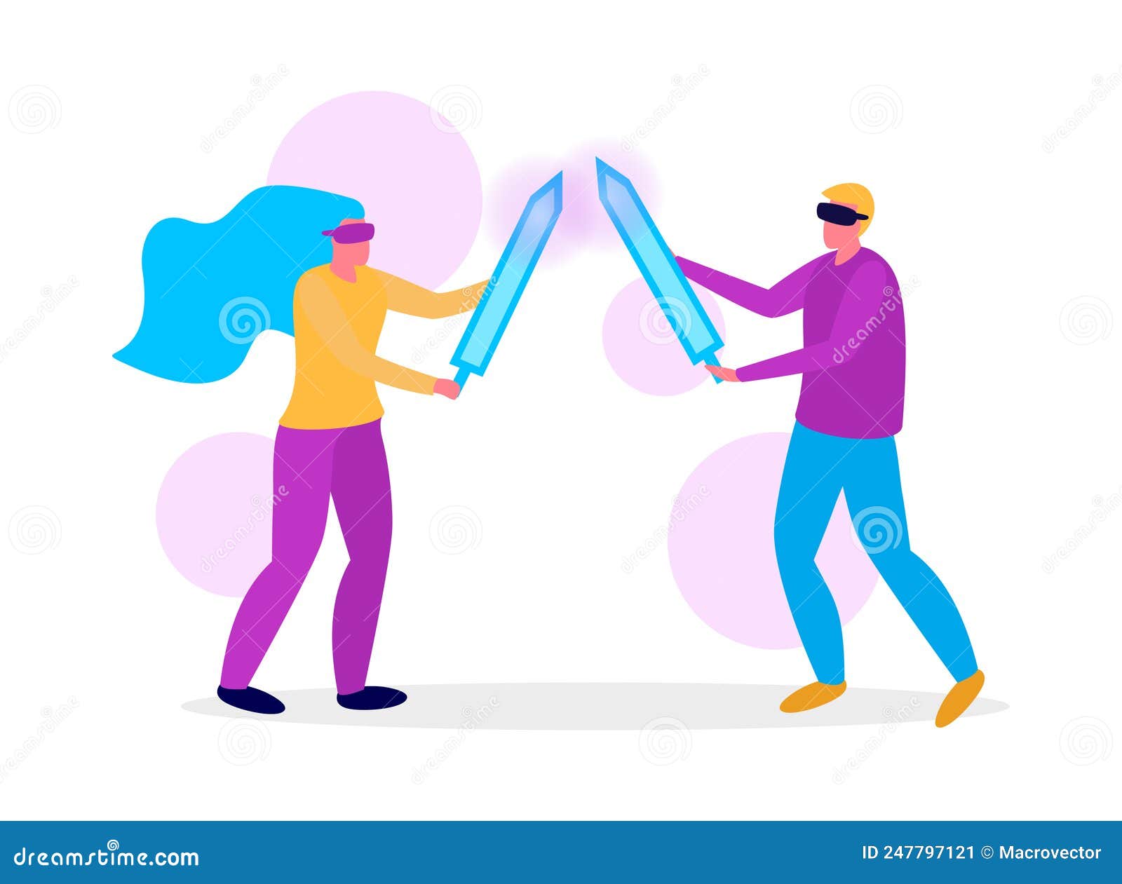 VR Sword Battle Composition Stock Vector - Illustration of equipment ...