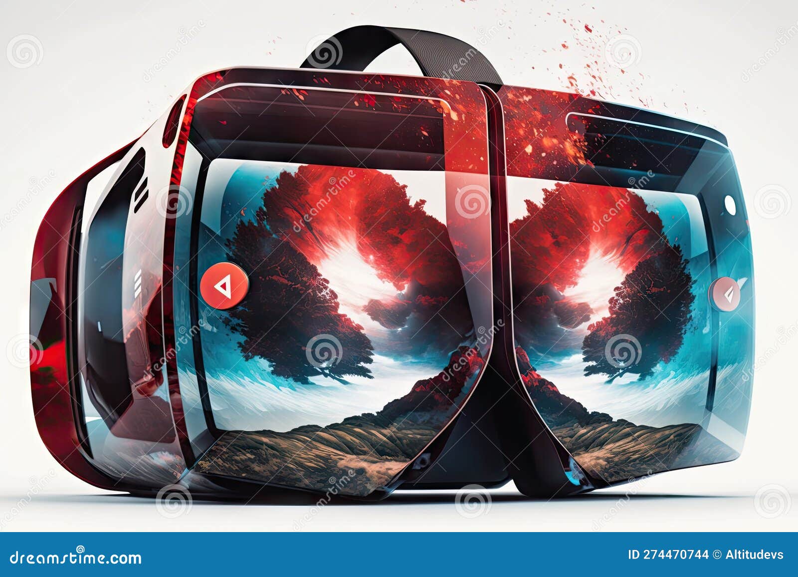 360 Vr Technologies Vr Headset Double Exposure with Red Glowing Front ...