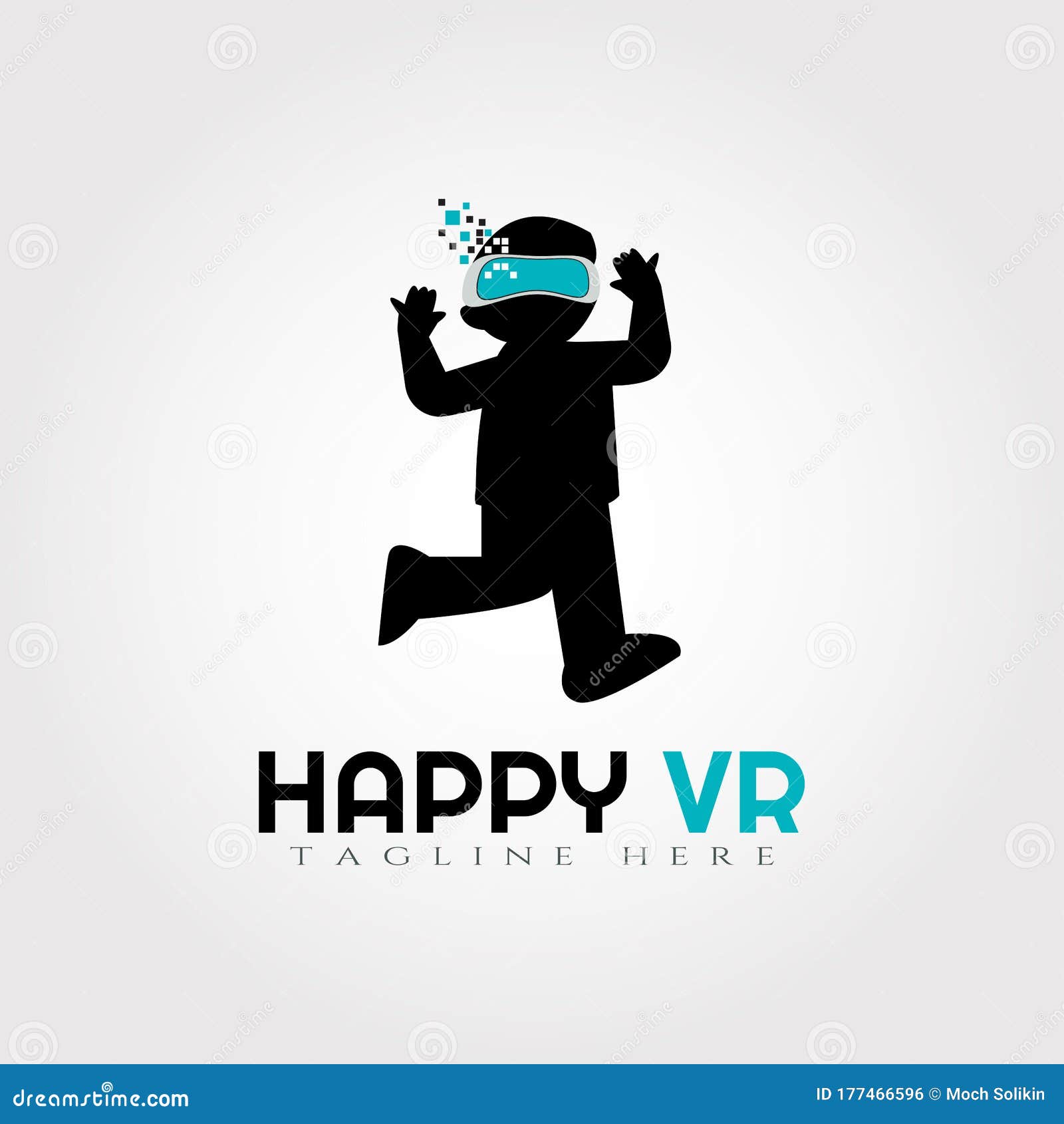 VR Technology Logo Design with Human Combination, Illustration Element ...
