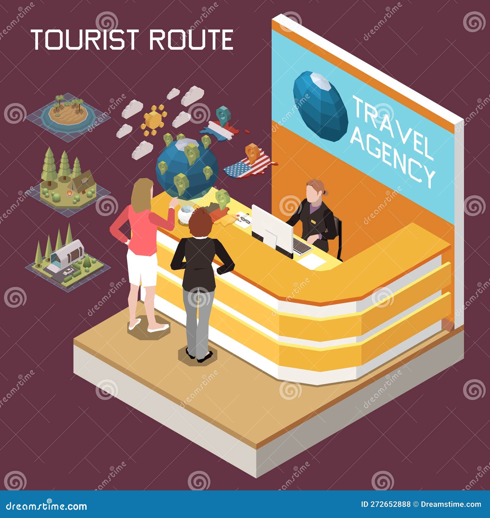VR Travel Agency Composition Stock Vector - Illustration of check, tool ...