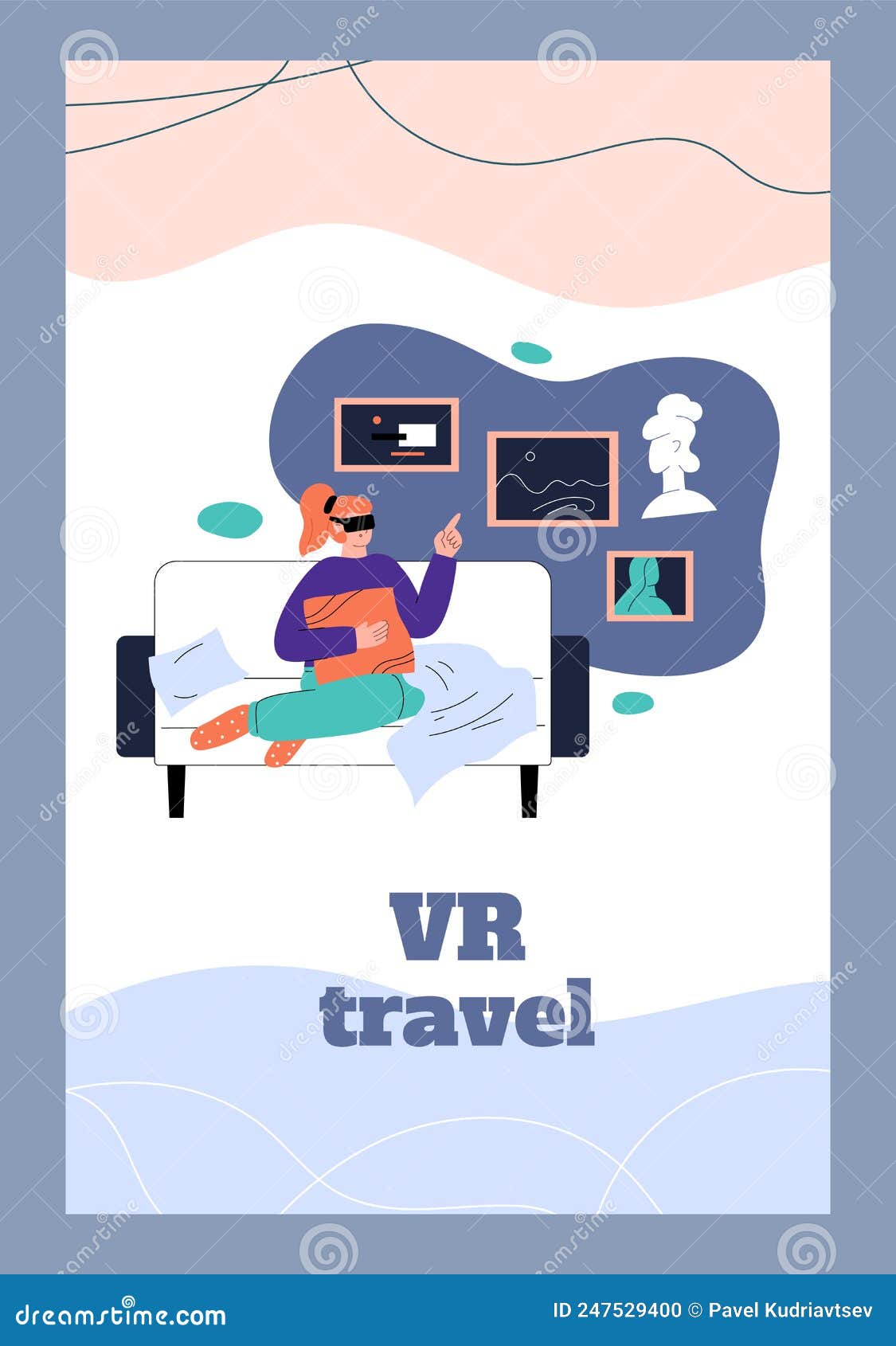 VR Travel Simulation App Banner or Poster Template, Flat Vector ...