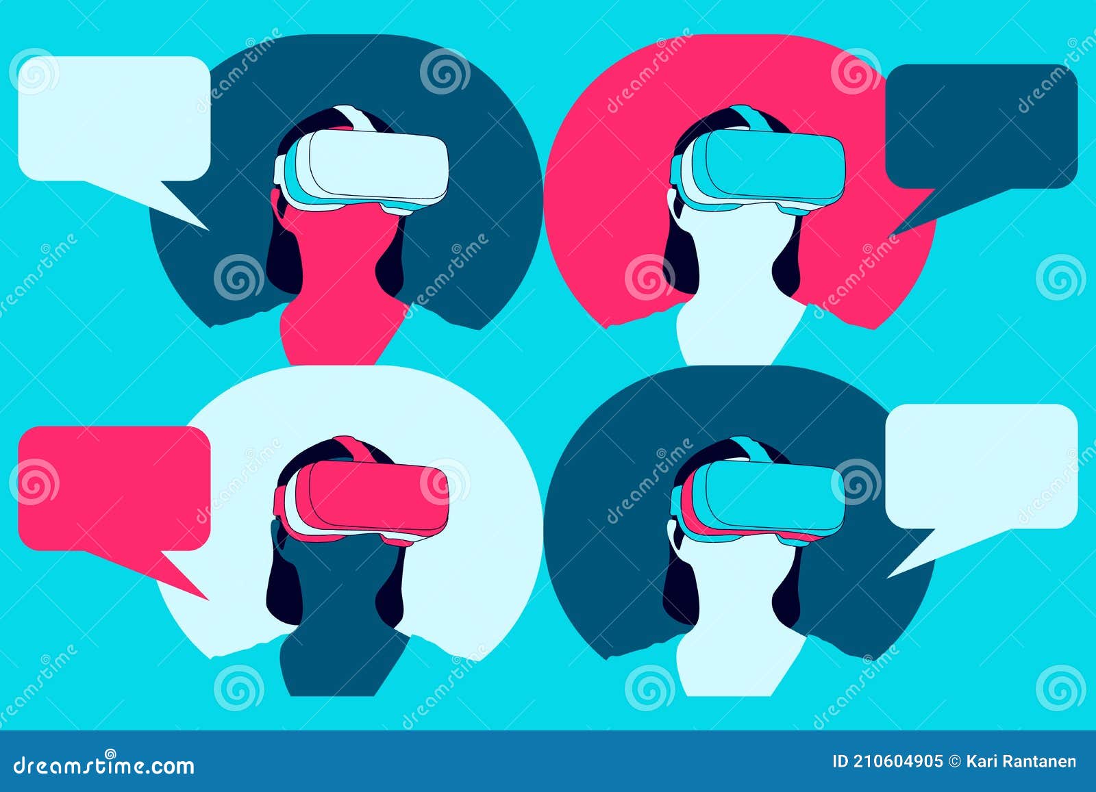 VR Users and Speech Bubbles Stock Vector - Illustration of cyber ...
