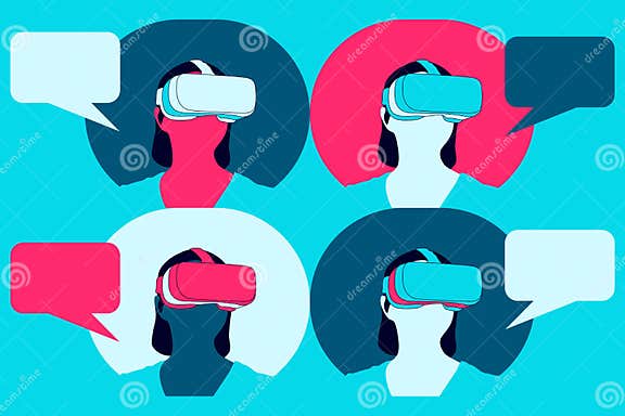 VR Users and Speech Bubbles Stock Vector - Illustration of cyber ...