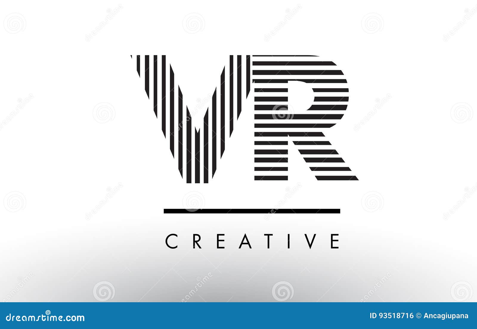 VR V R Black and White Lines Letter Logo Design. Stock Vector ...