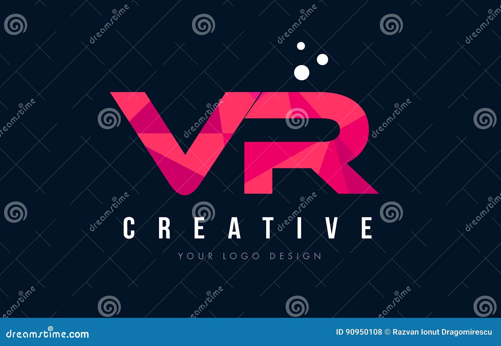 VR V R Letter Logo with Purple Low Poly Pink Triangles Concept Stock ...