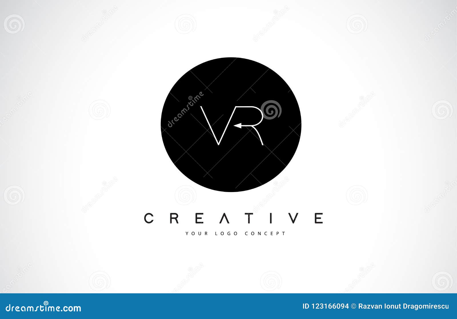 VR V R Logo Design with Black and White Creative Text Letter Vector ...