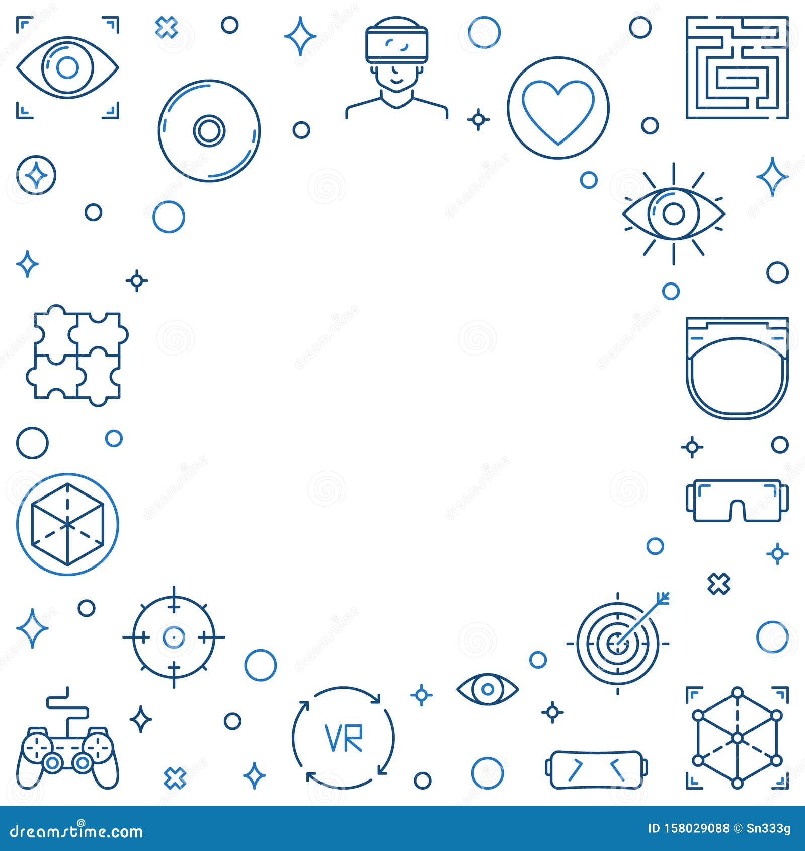 VR Vector Concept Frame or Illustration in Thin Line Style Stock Vector ...