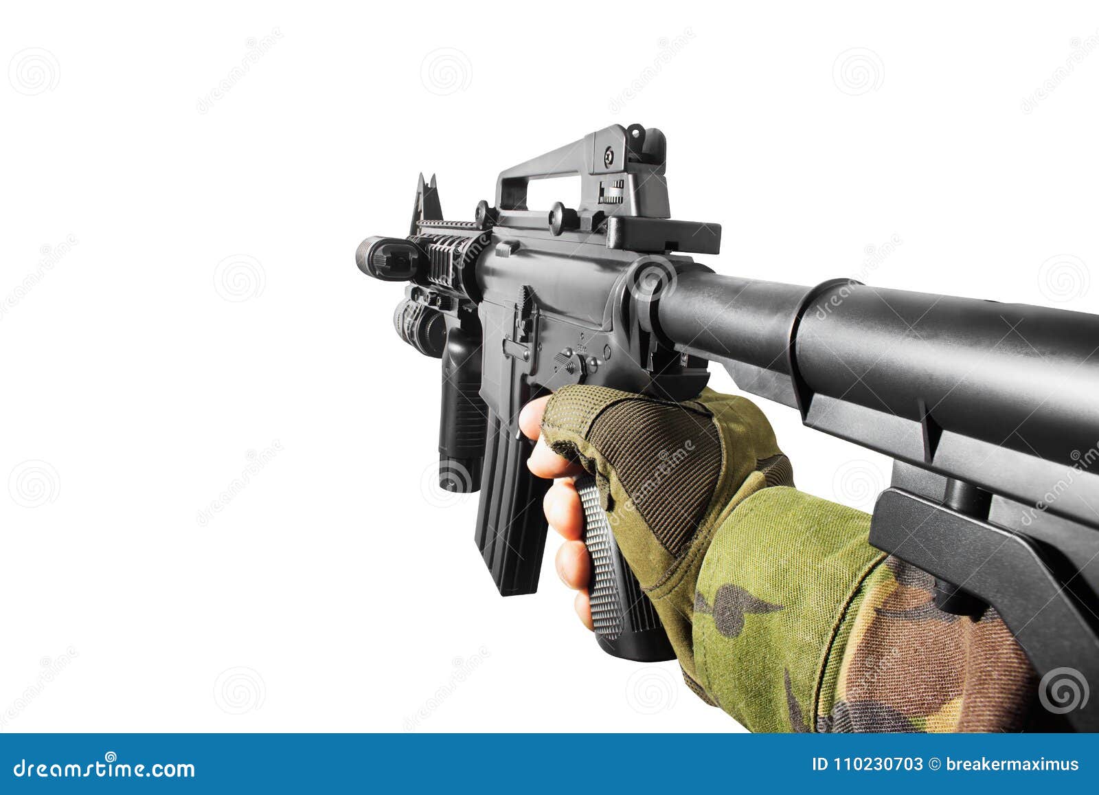 VR View Hand Holding a Rifle. Stock Image - Image of clothing, holding ...
