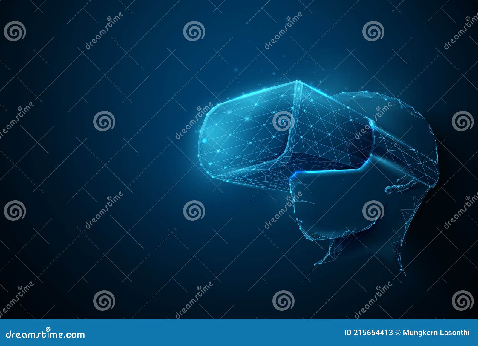 VR Virtual Reality Glasses Helmet. Low Poly, Geometric, Wire, Particles ...