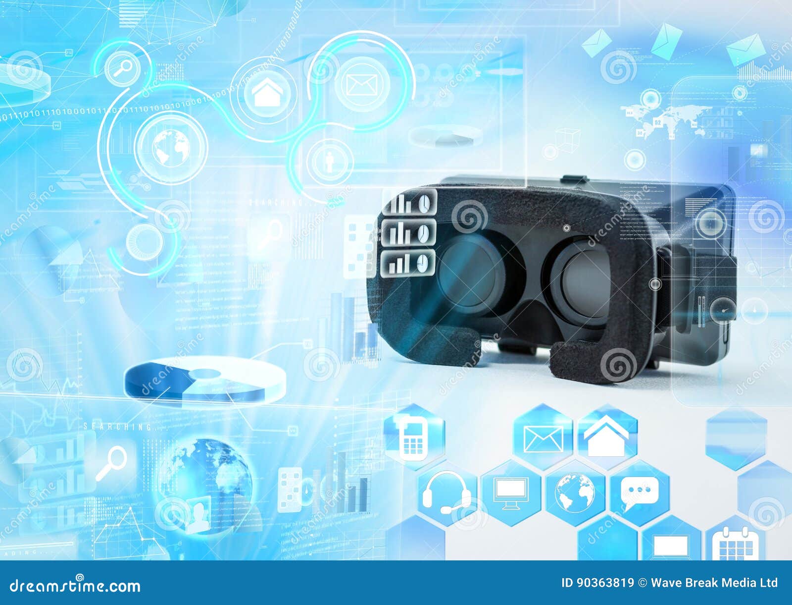 VR Virtual Reality Headset with Interface Graphics Stock Image - Image ...