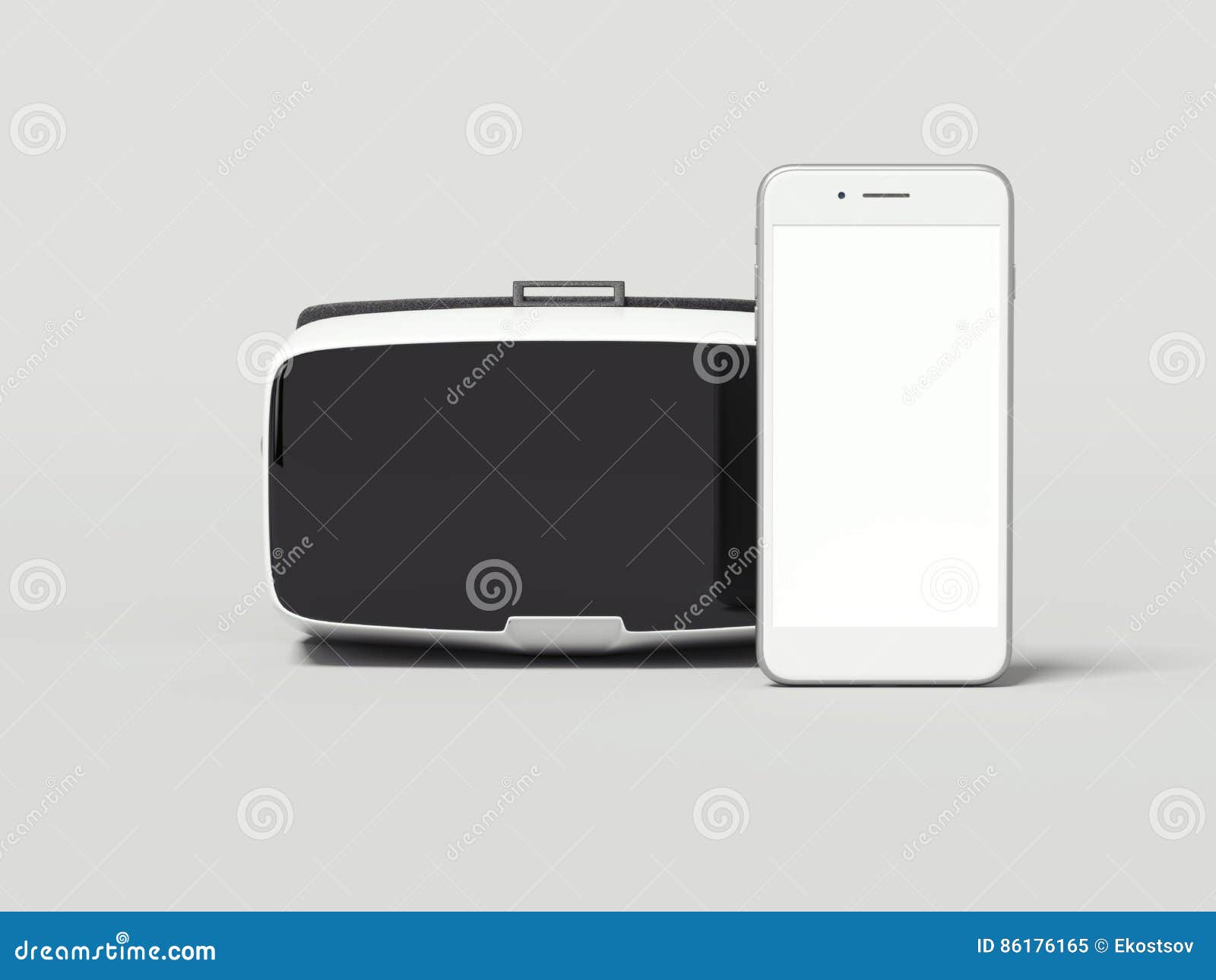 VR Virtual Reality Headset with Modern Smartphone. Side View. 3d ...