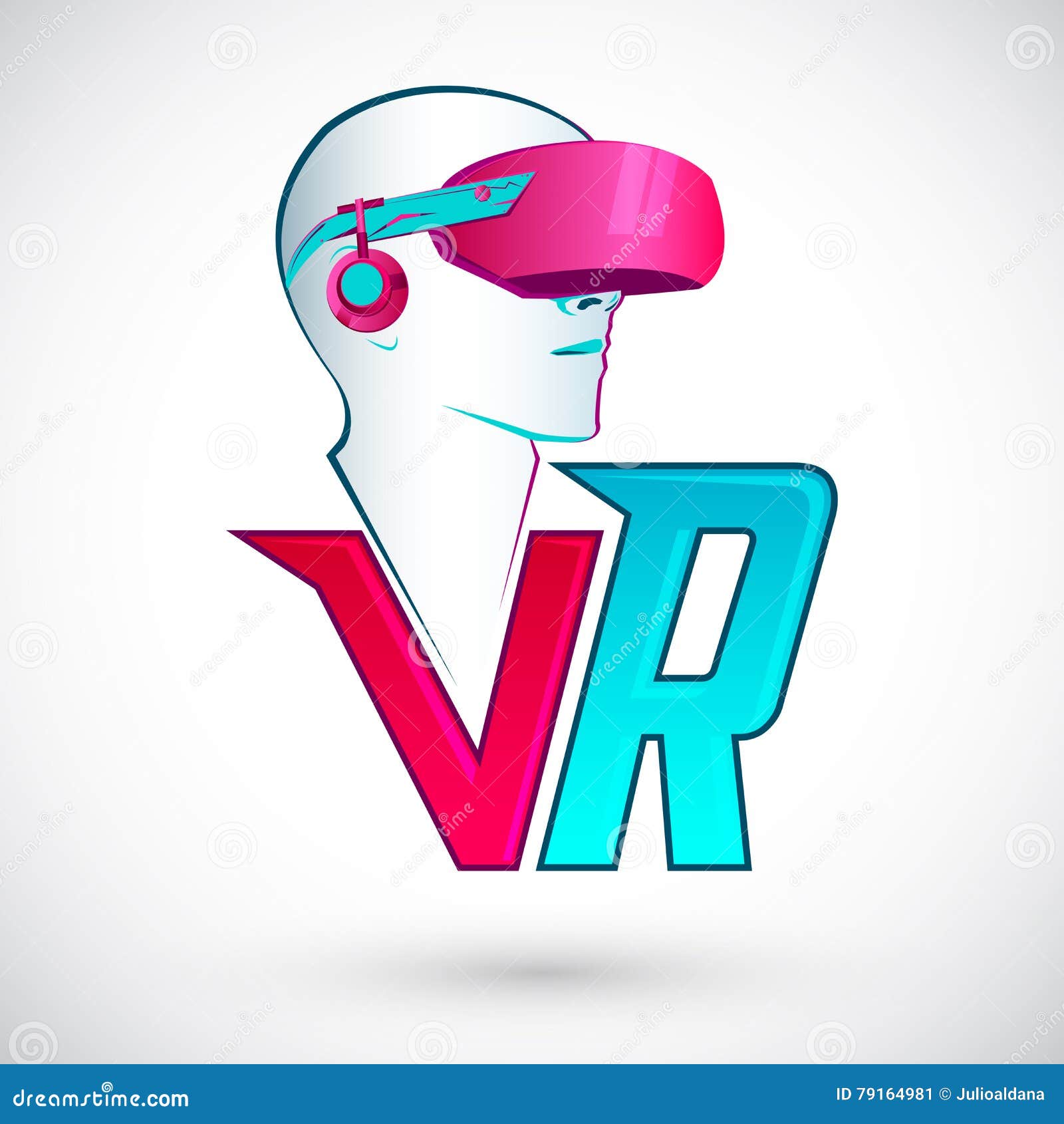 VR Virtual Reality Icon with Man Wearing Headset Stock Vector ...