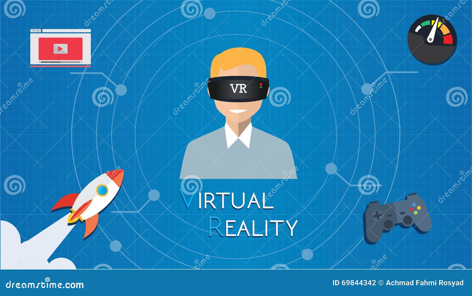 VR Virtual Reality Playing Game Stock Vector - Illustration of future ...