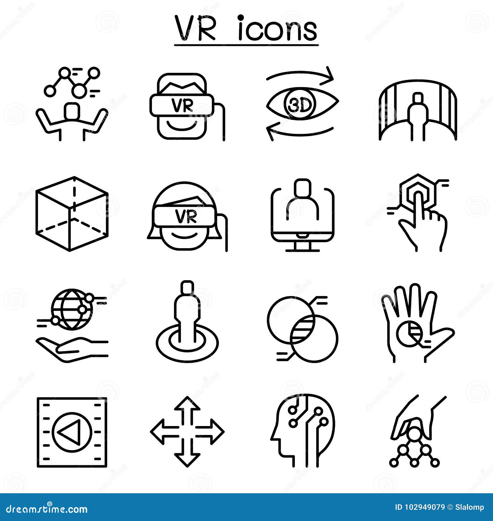 VR , Virtual Technology Icon Set in Thin Line Style Stock Vector ... VR , Virtual Technology Icon Set in Thin Line Style Stock Vector ...