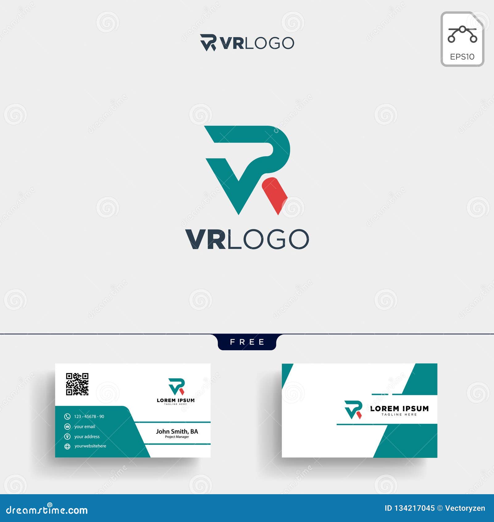 VR Visual Ready Logo Template and Business Card Design Stock ...