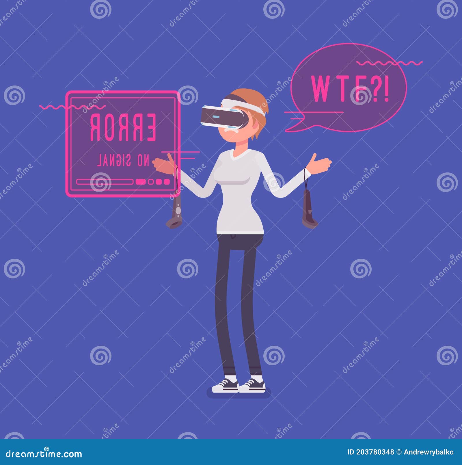 VR Woman Having Negative Experience and Problems Stock Vector ...