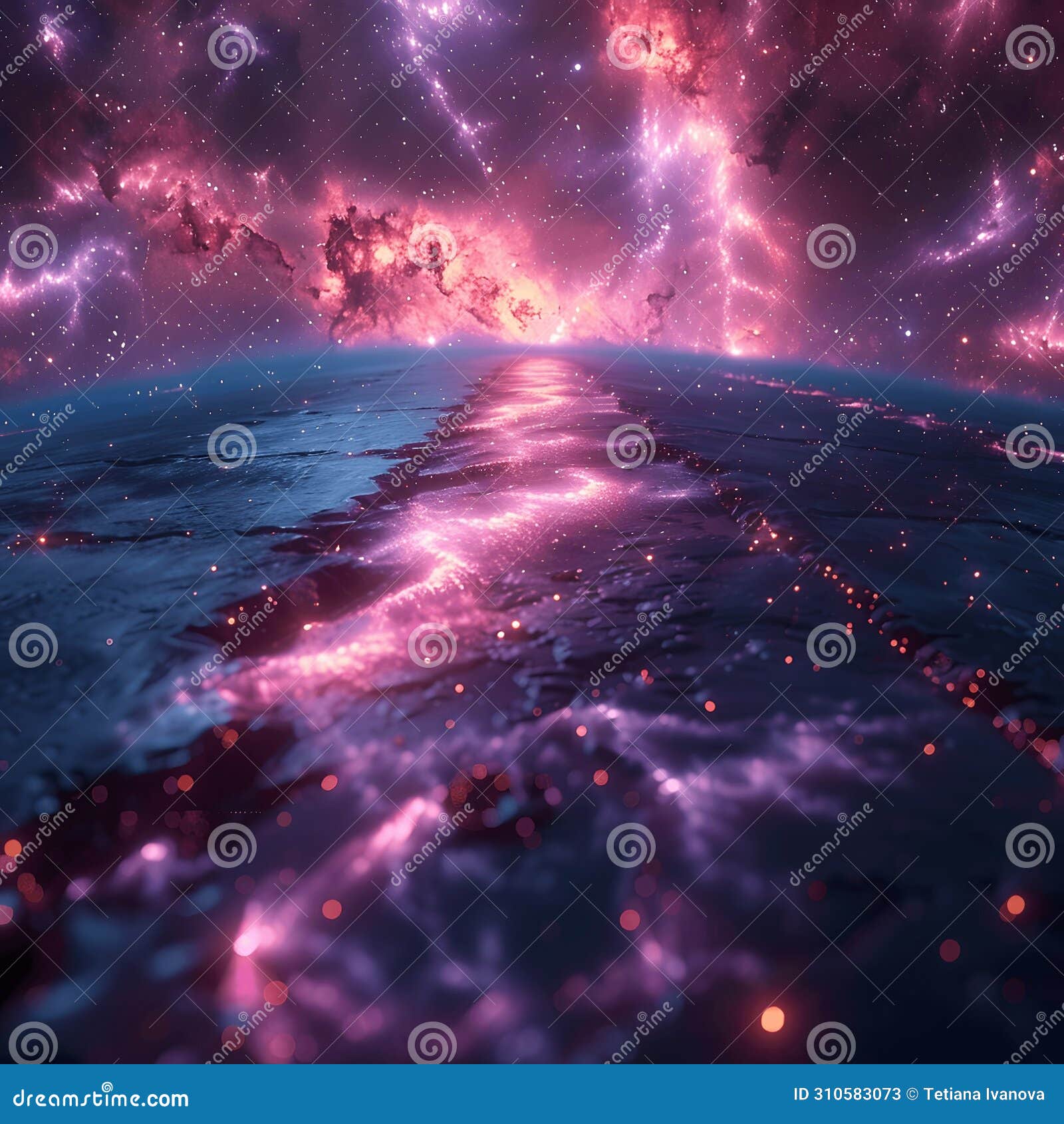 VR World Exploration, through Purple Grids. Stock Illustration ...