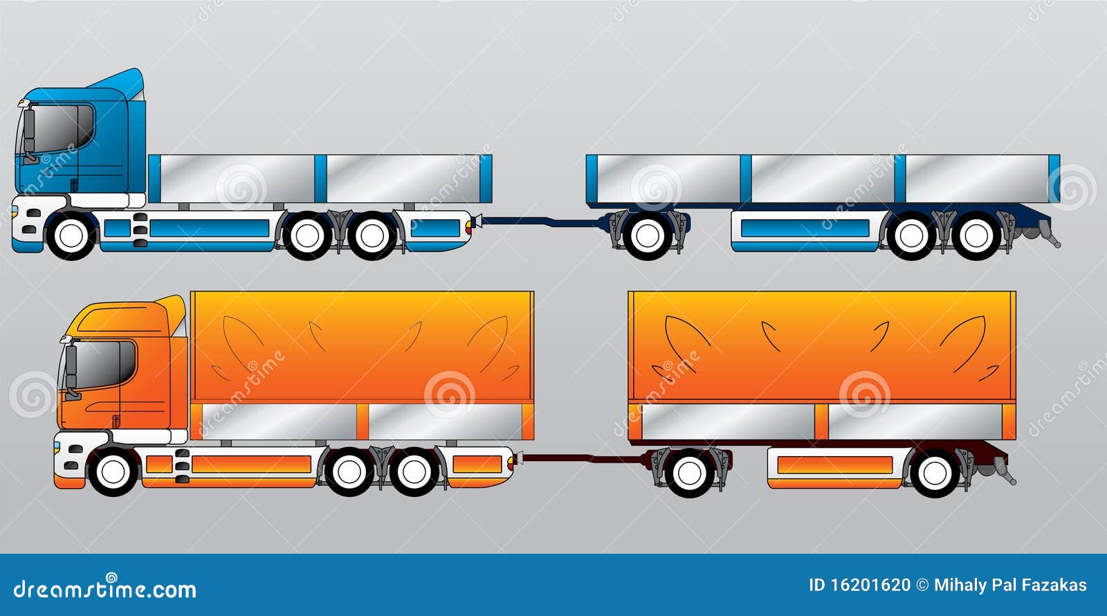 Vrachtwagen Met Aanhangwagen Vector Illustratie - Illustration of ...