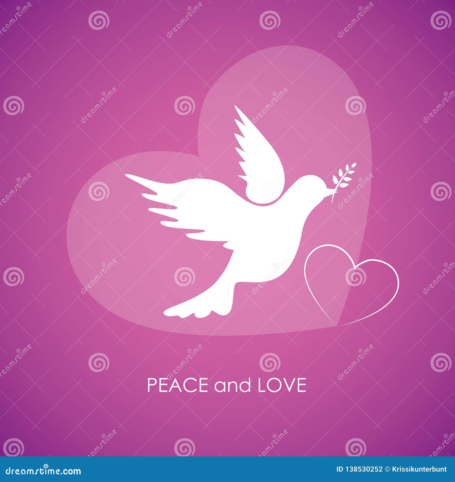 Vrede En Liefde Witte Duif Op Roze Achtergrond Vector Illustratie ...