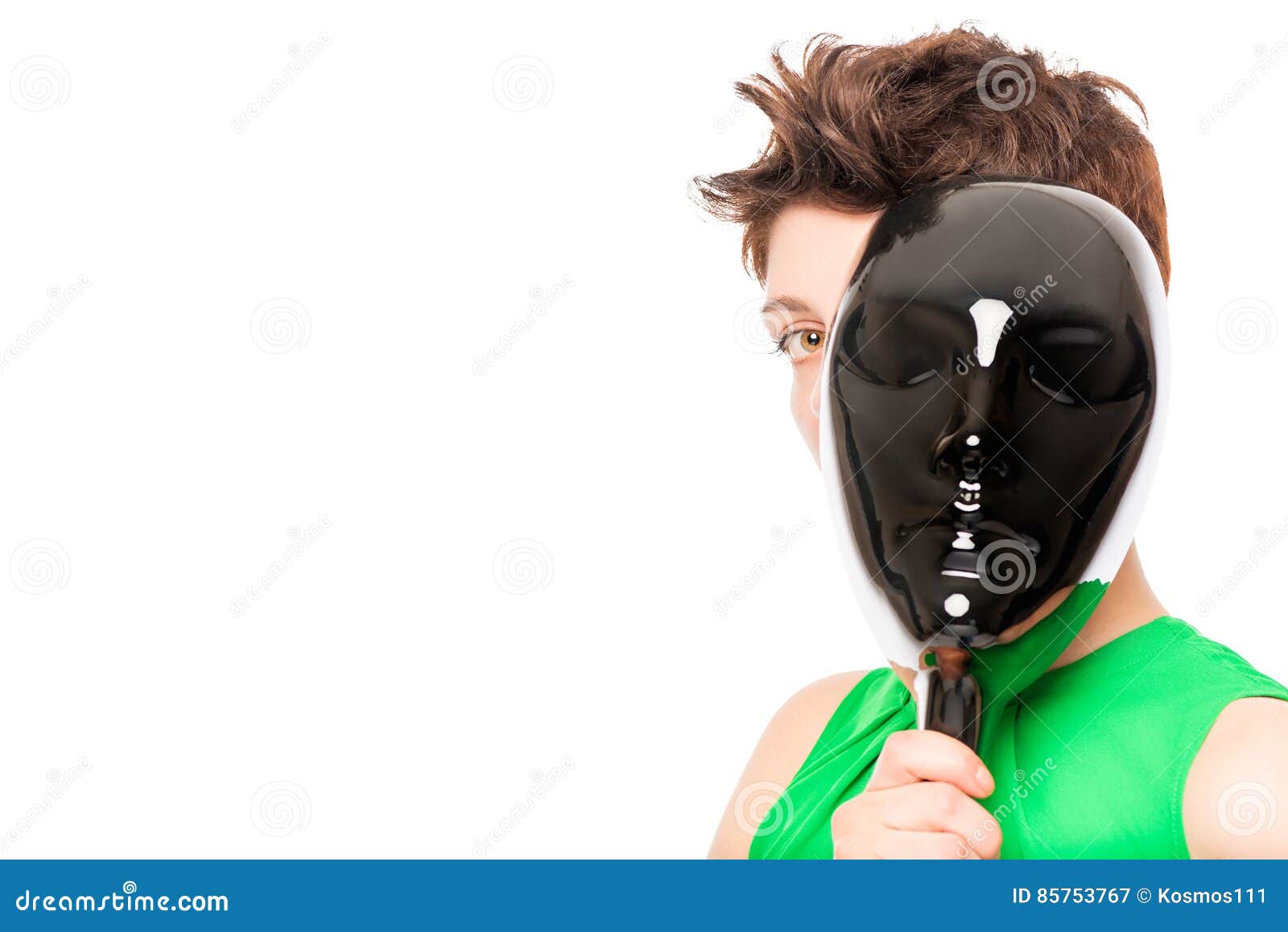 Vreemdeling Uit Van Achter Het Glanzende Zwarte Masker Stock Afbeelding ...