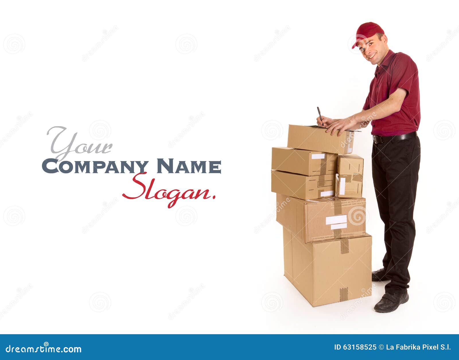 Vriendschappelijke Boodschapper Die Koopwaar Levert Stock Afbeelding ...