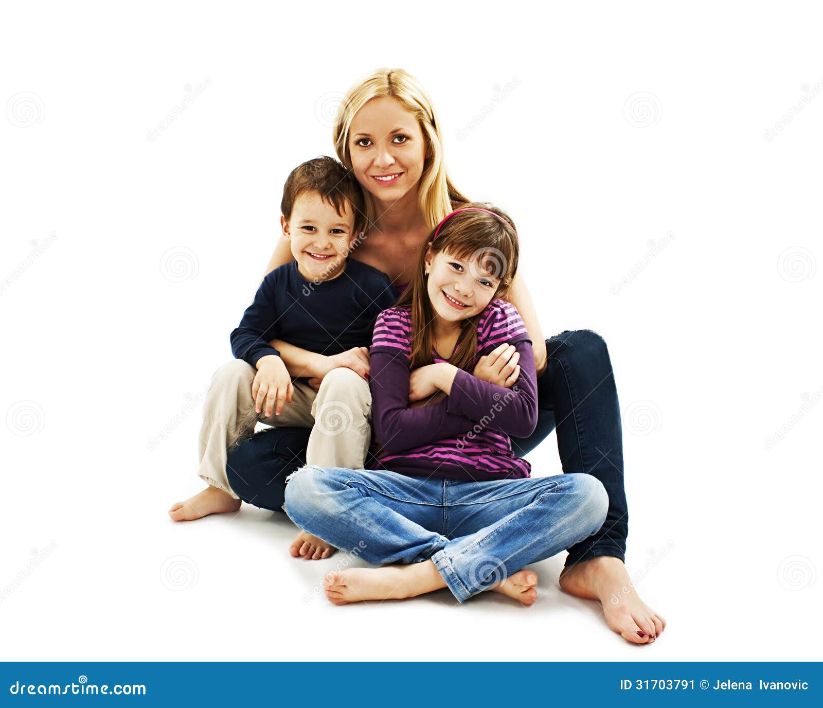 Vrij Jonge Moeder Met Zoon En Dochter Stock Afbeelding - Image of ...