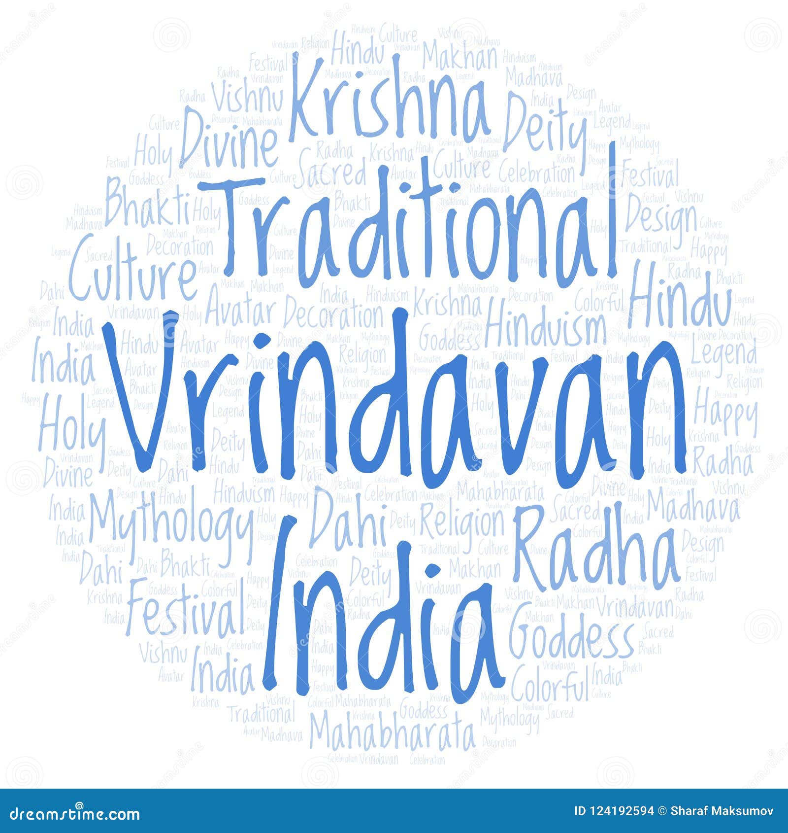 Vrindavan in Circle Shape Word Cloud. Stock Illustration - Illustration ...