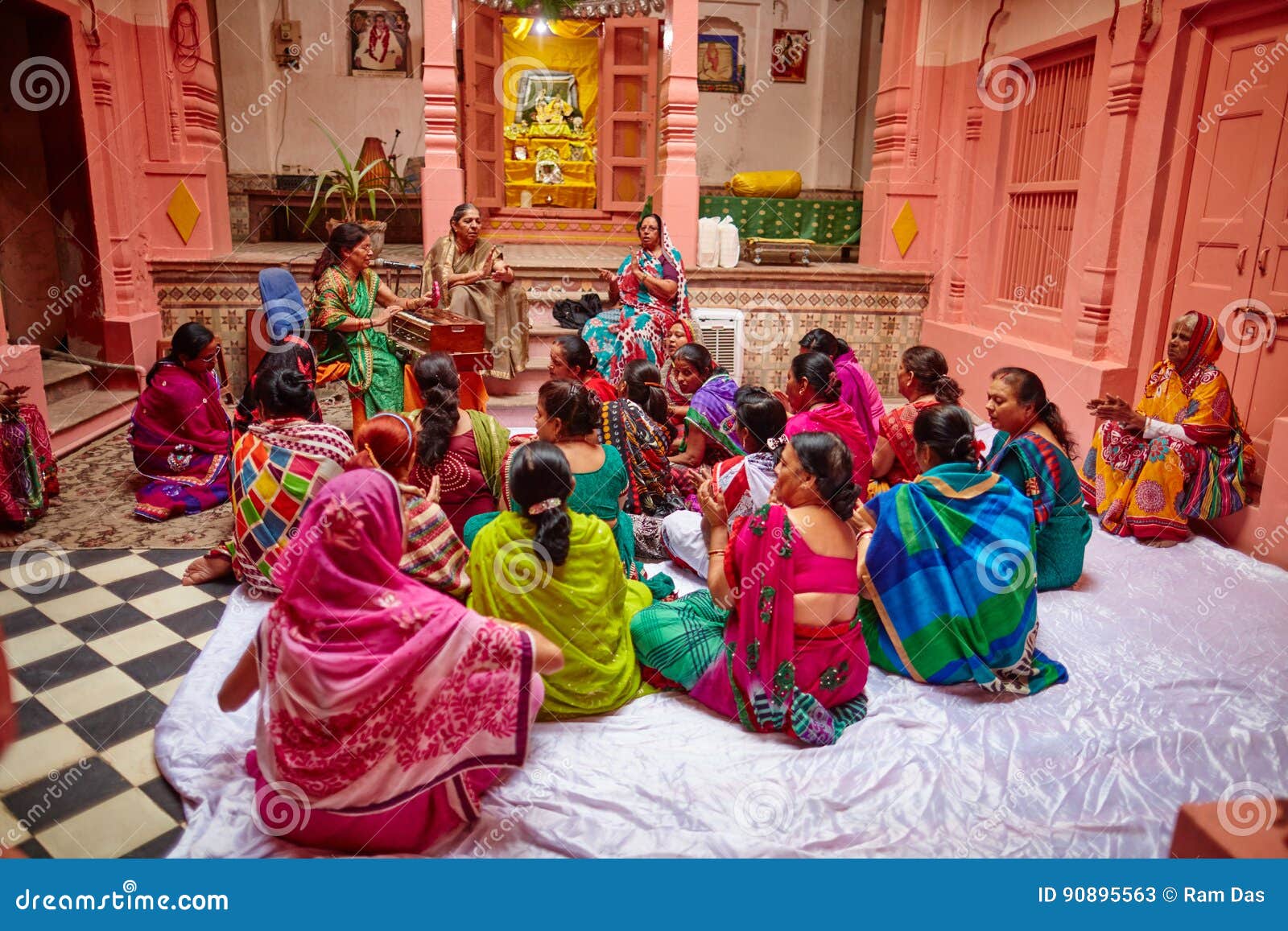 Vrindavan, 22 October 2016: Group of Women Chant in a Temple S Y ...